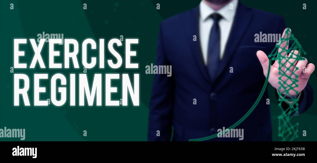 Text sign showing Exercise Regimen. Conceptual photo move body ...