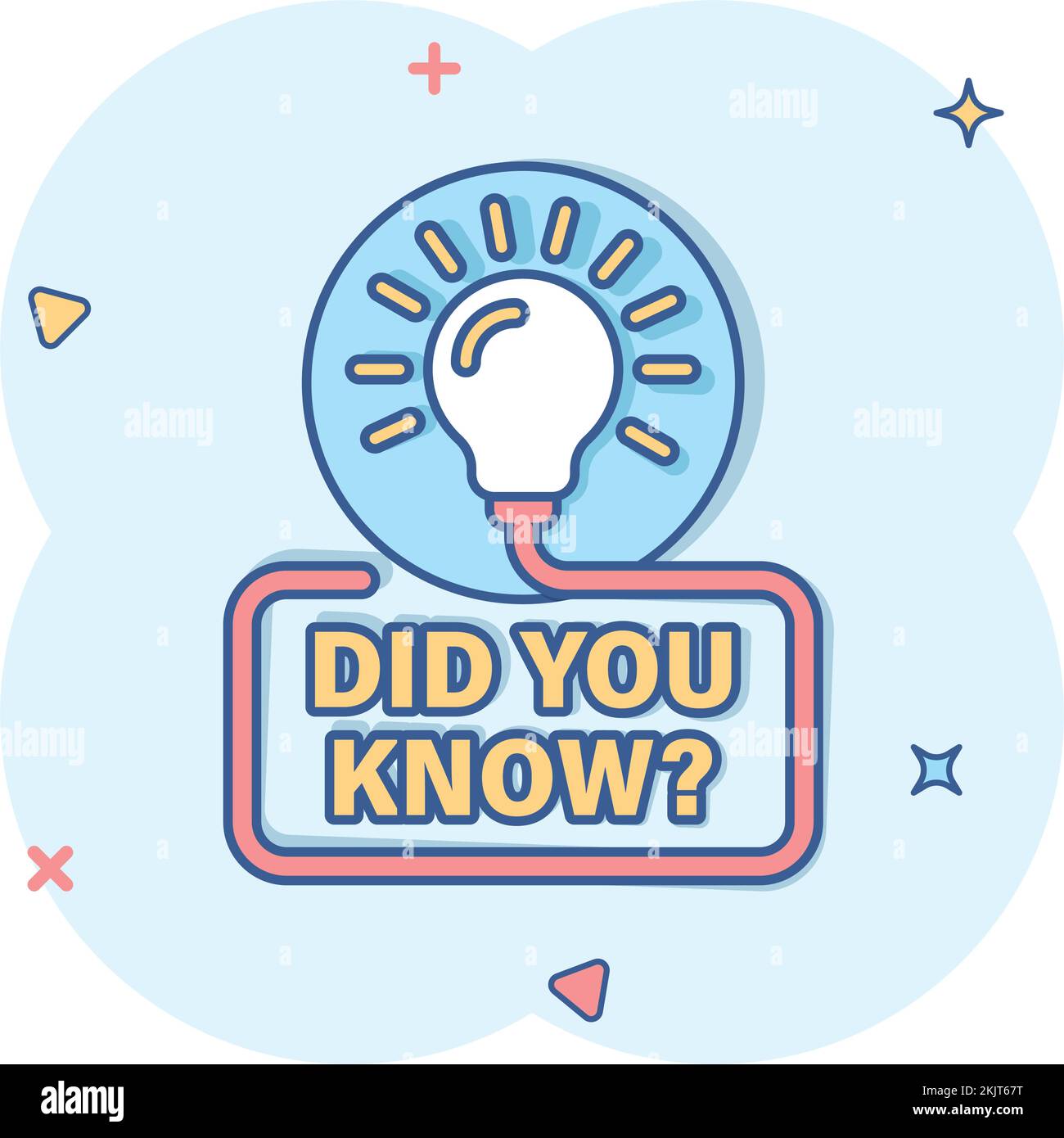 Did you know icon in comic style. Banner with frame and bulb cartoon ...