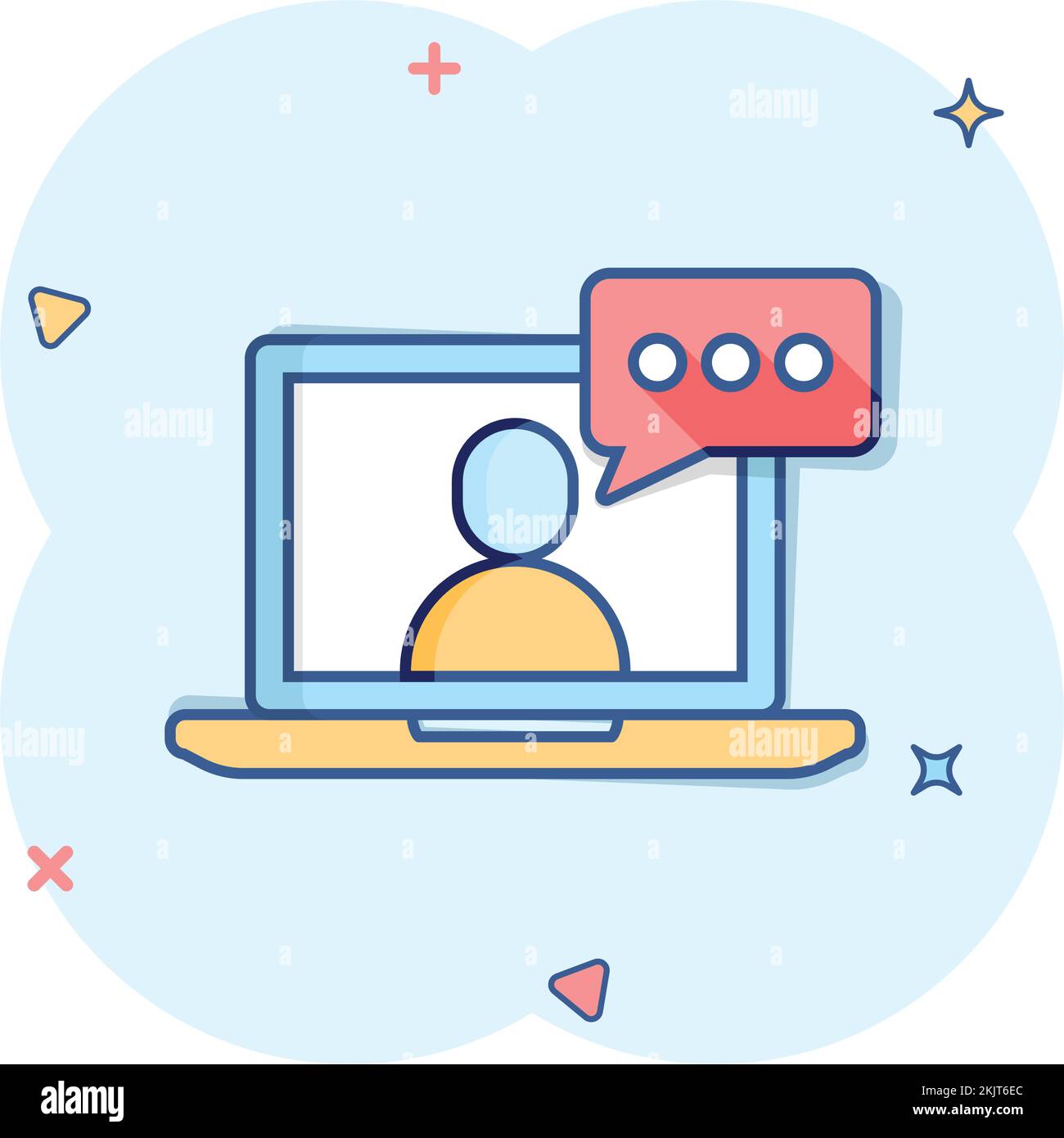Live webinar icon in comic style. Online training cartoon vector ...
