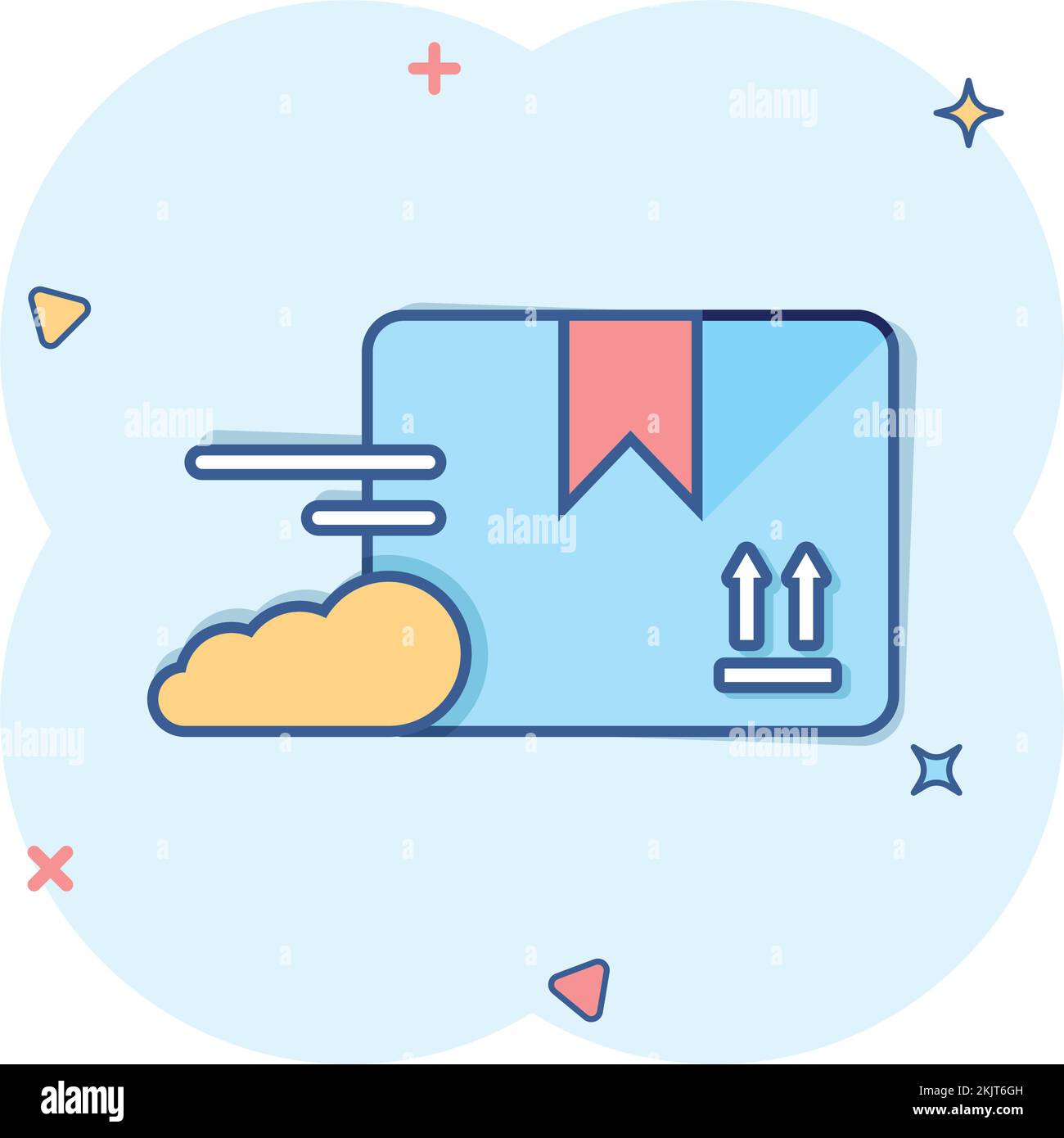 Open cardboard icon in comic style. Shipping box cartoon vector ...