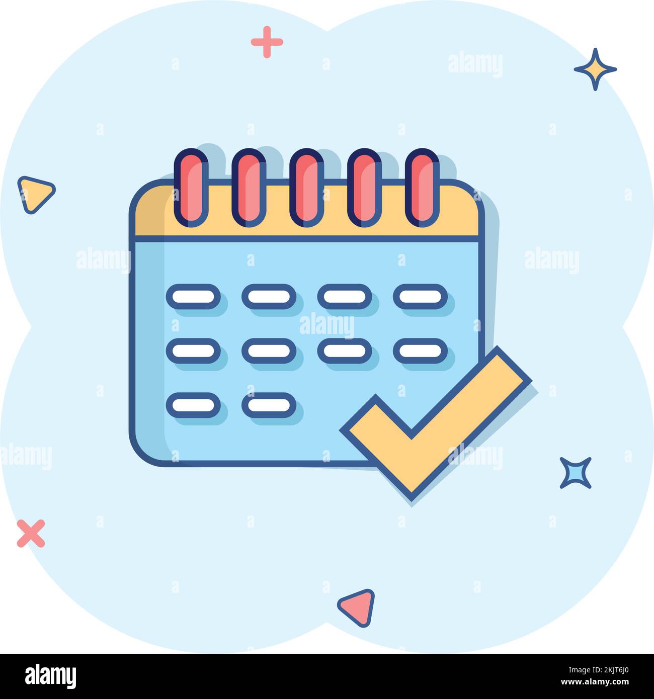 Calendar icon in comic style. Agenda cartoon vector illustration on ...