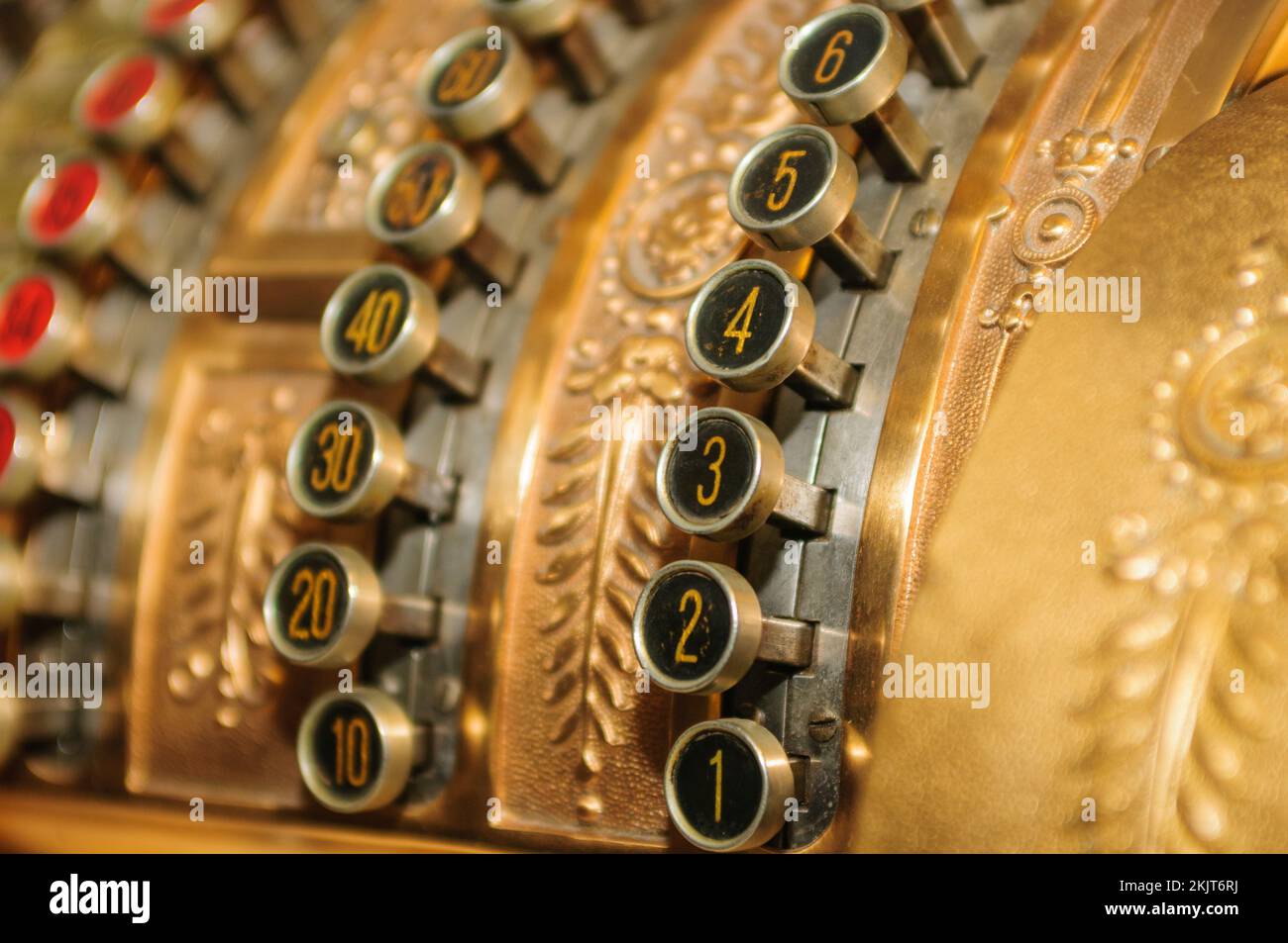 Antique cash register, buttons close up Stock Photo - Alamy