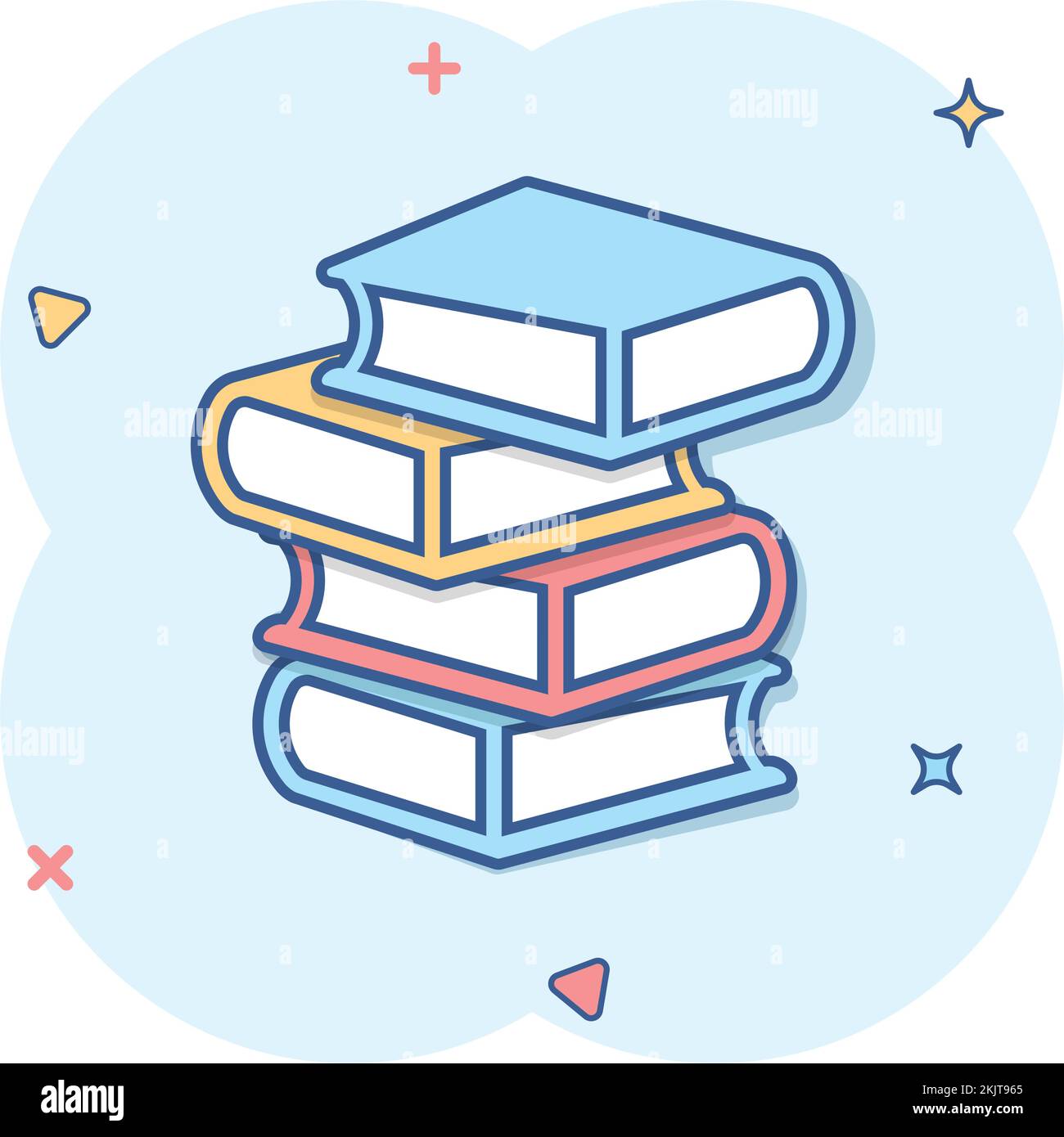 Book library icon in comic style. Encyclopedia cartoon vector ...