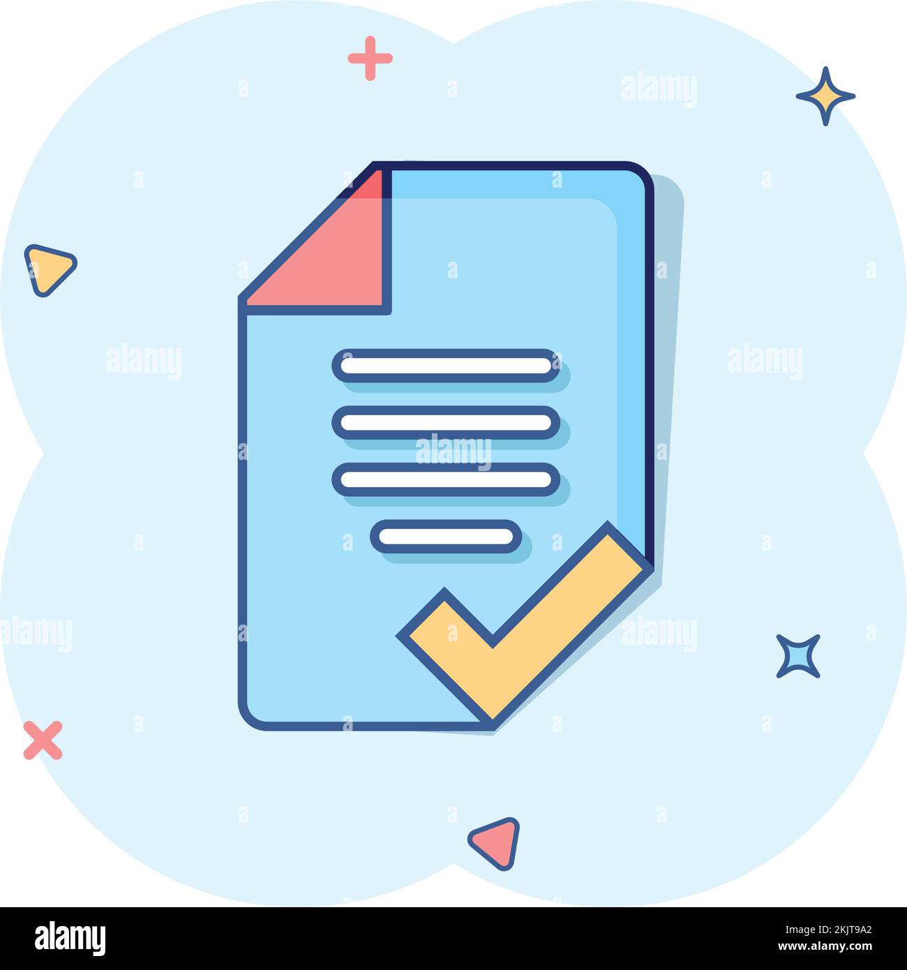 Document checklist icon in comic style. Report cartoon vector ...