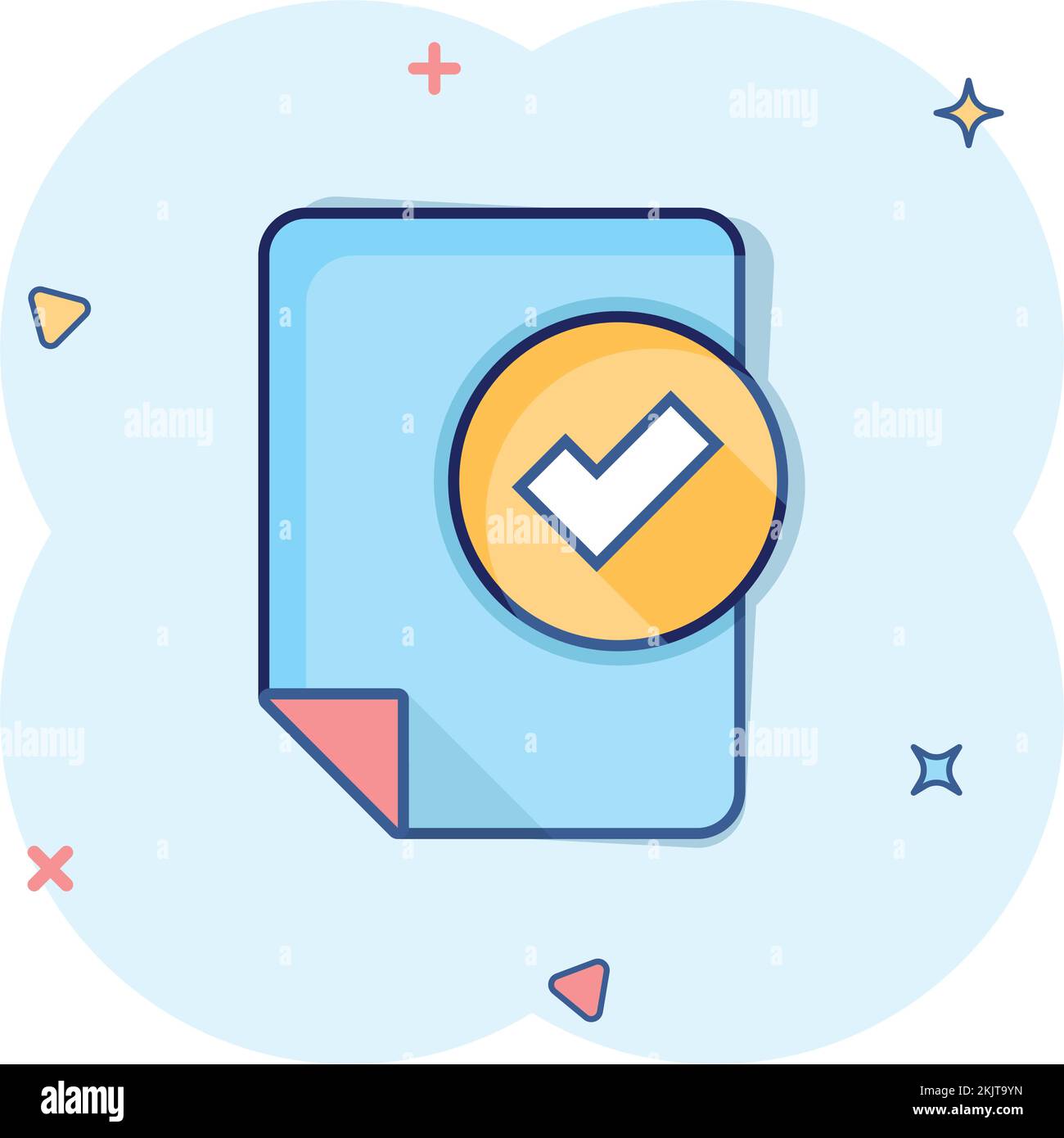 Document checklist icon in comic style. Report cartoon vector ...