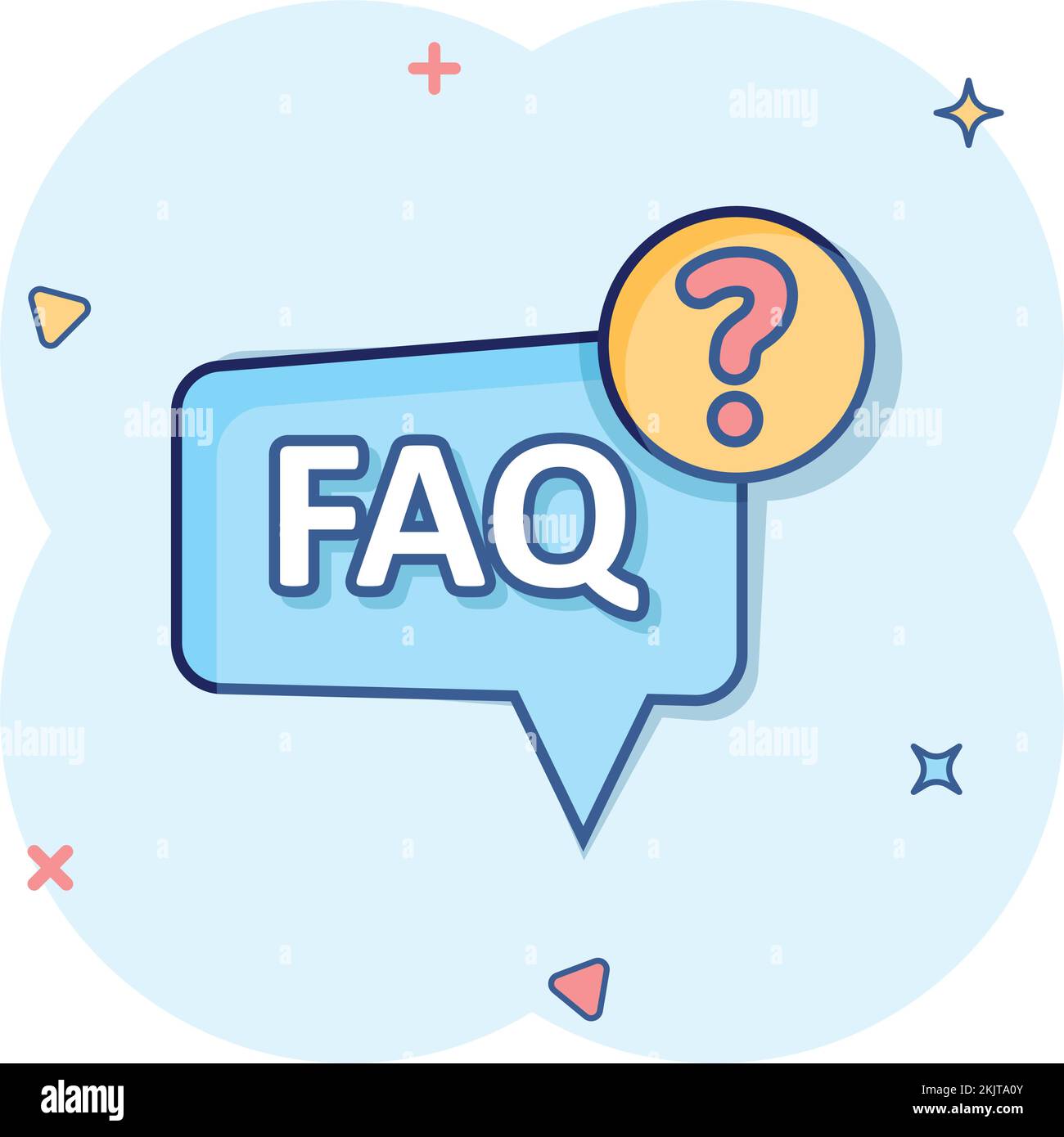 Faq speech bubble icon in comic style. Question cartoon vector illustration on white isolated ...