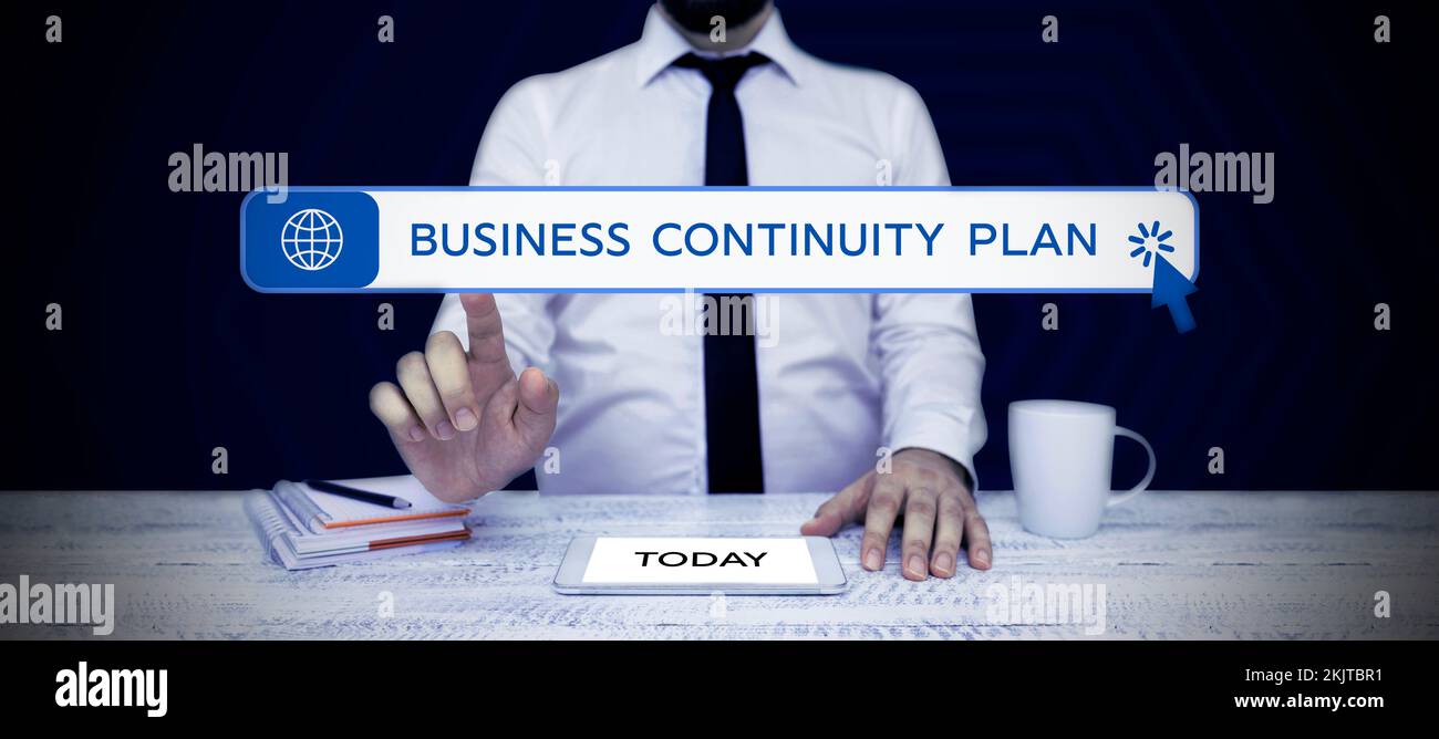 Text caption presenting Business Continuity Plan. Business showcase ...