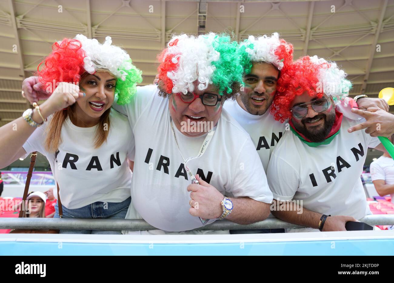 Iran fans ahead of the FIFA World Cup Group B match at the Ahmad Bin ...