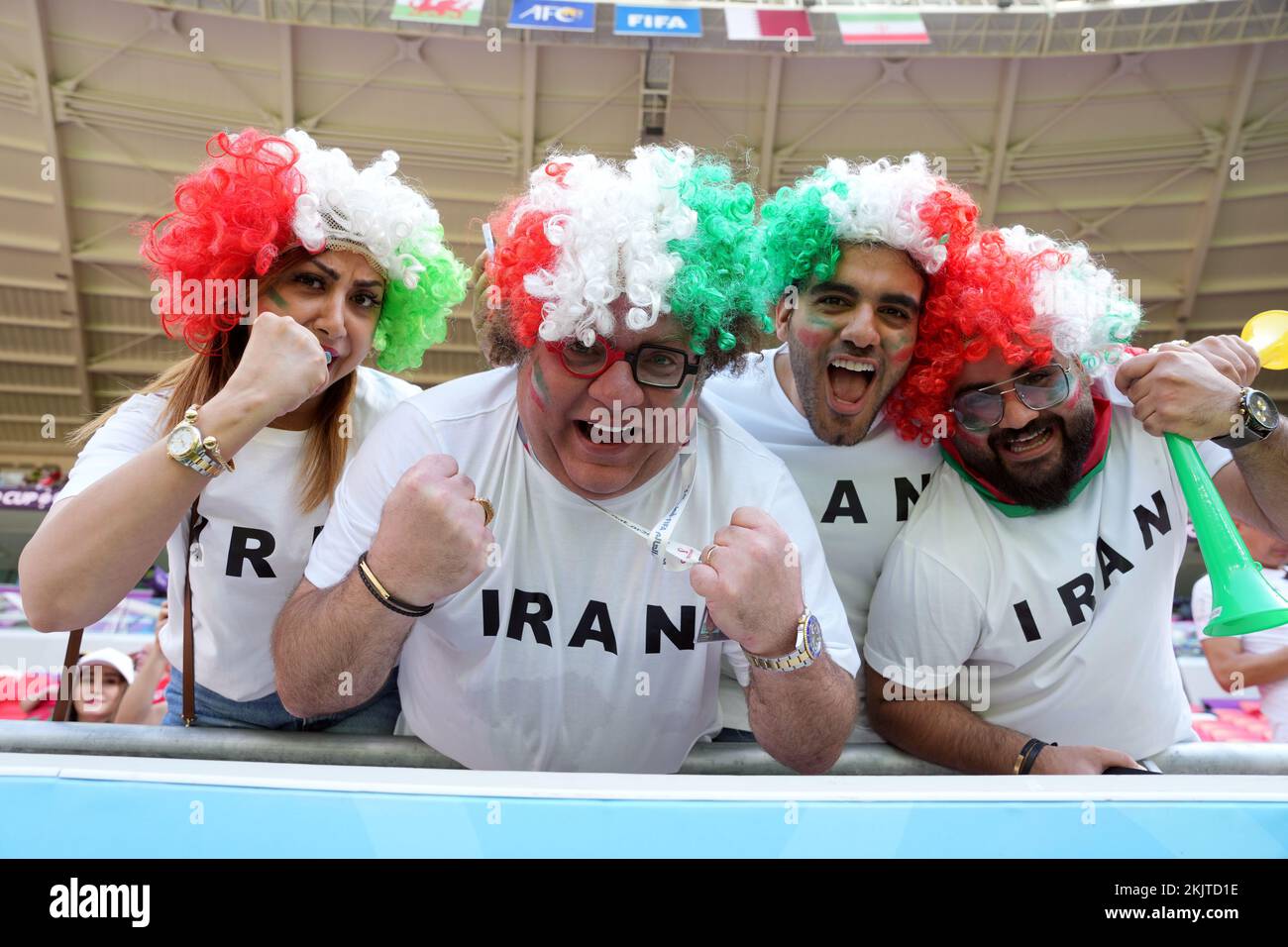 Iran fans ahead of the FIFA World Cup Group B match at the Ahmad Bin ...