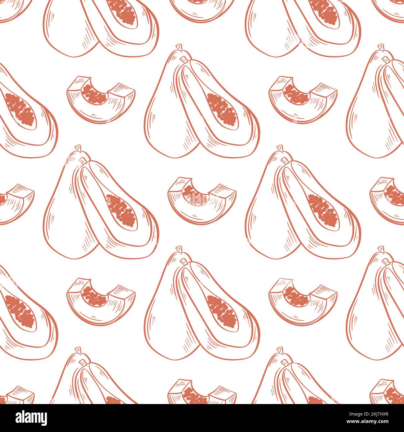 Papaya seamless pattern hand drawn vector illustration Stock Vector ...