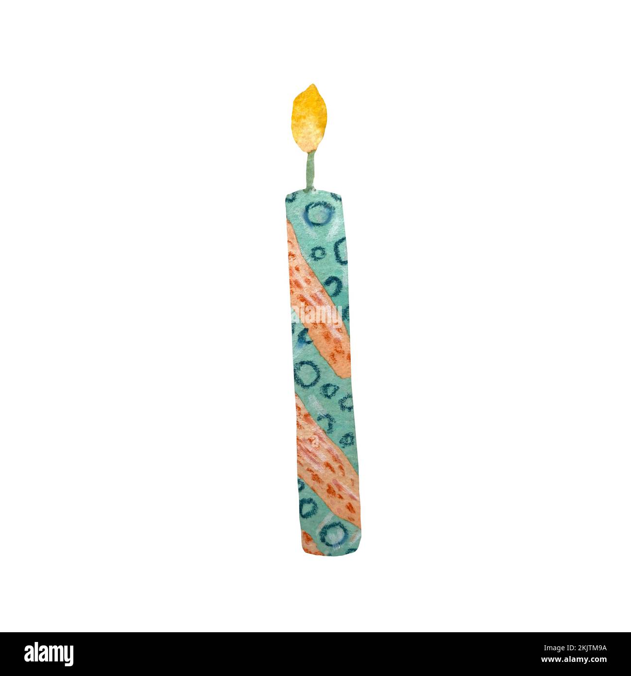 Candle blue coral textured birthday a watercolor Stock Photo - Alamy