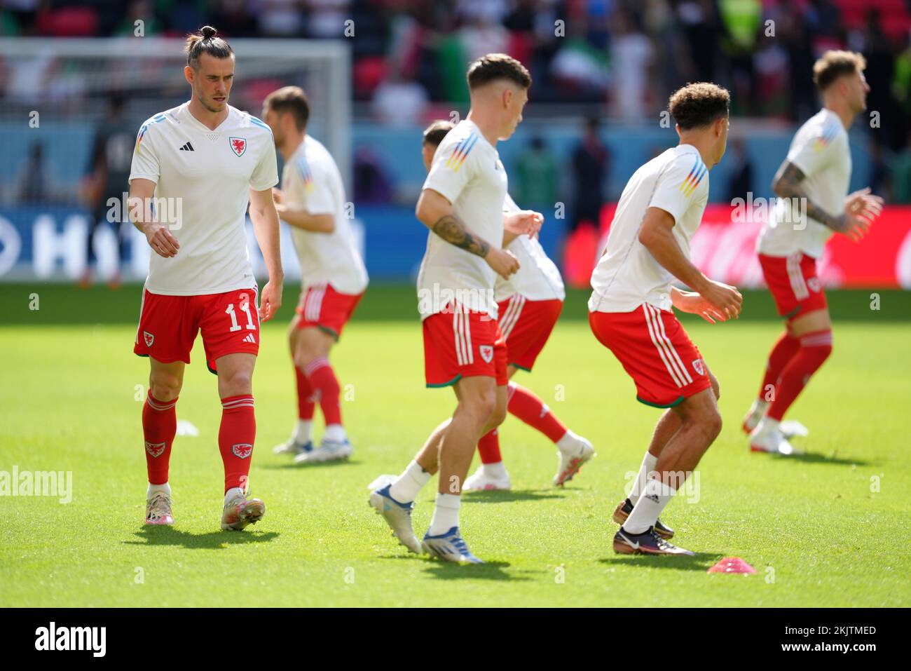 Wales' Gareth Bale (left) warms up prior to the FIFA World Cup Group B ...