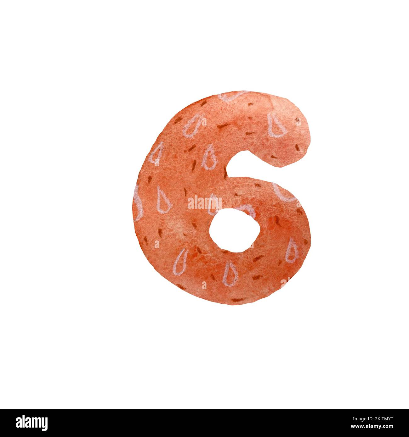 Number six textured red a watercolor sketch Stock Photo - Alamy