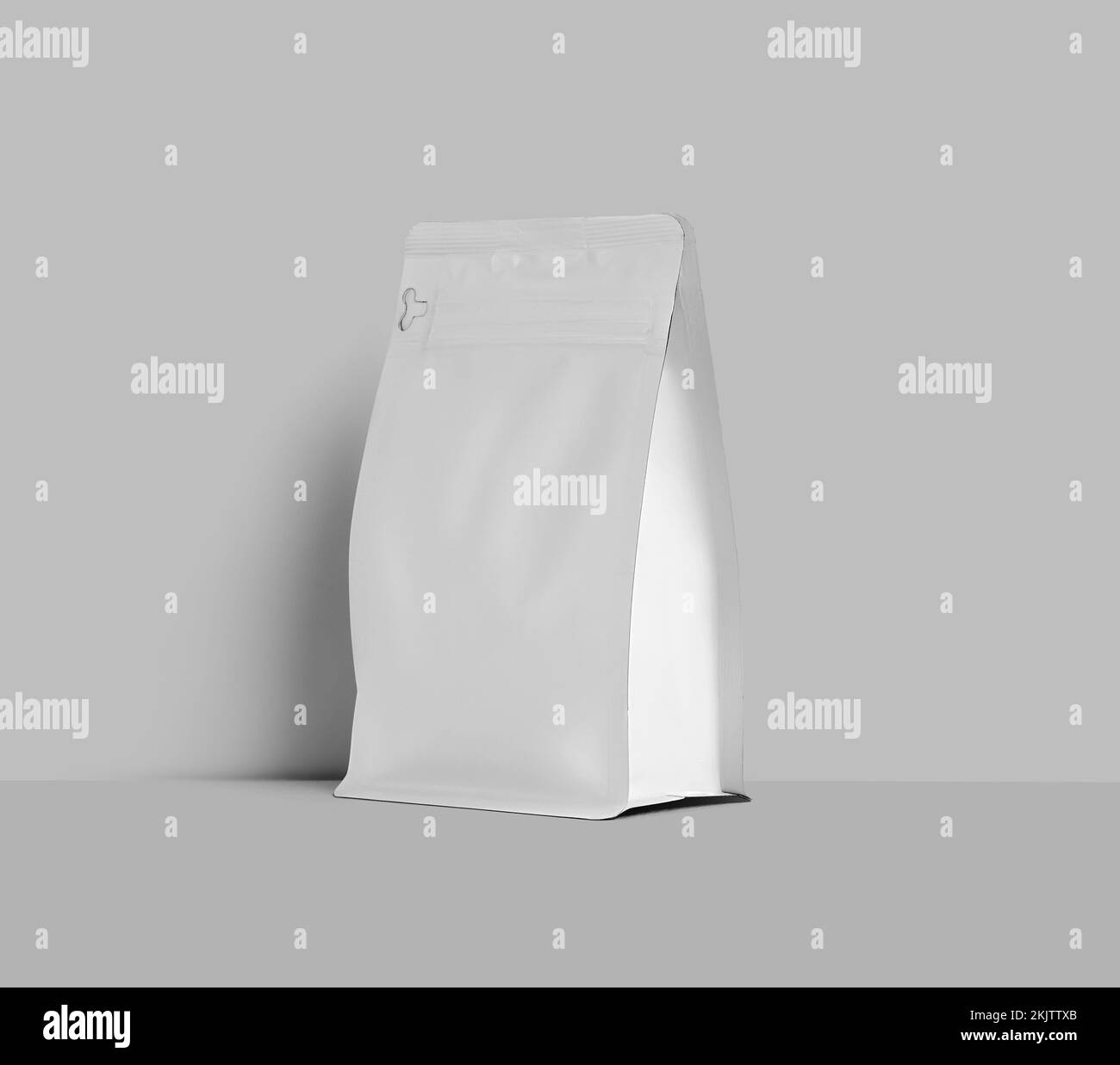 White doy pack template for coffee beans, stable packaging stands near ...