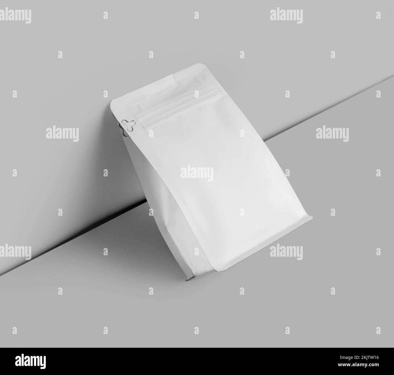 Template of a white doy pack for tea, zip packing diagonally, clouded ...