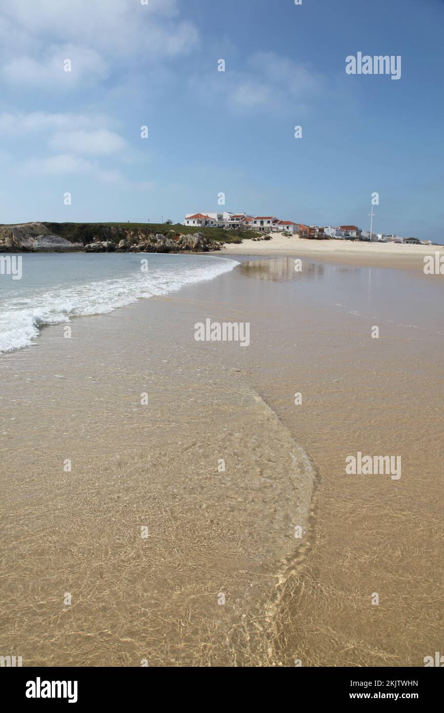 A beautiful day at the beach at Baleal a popular beach area in Western ...