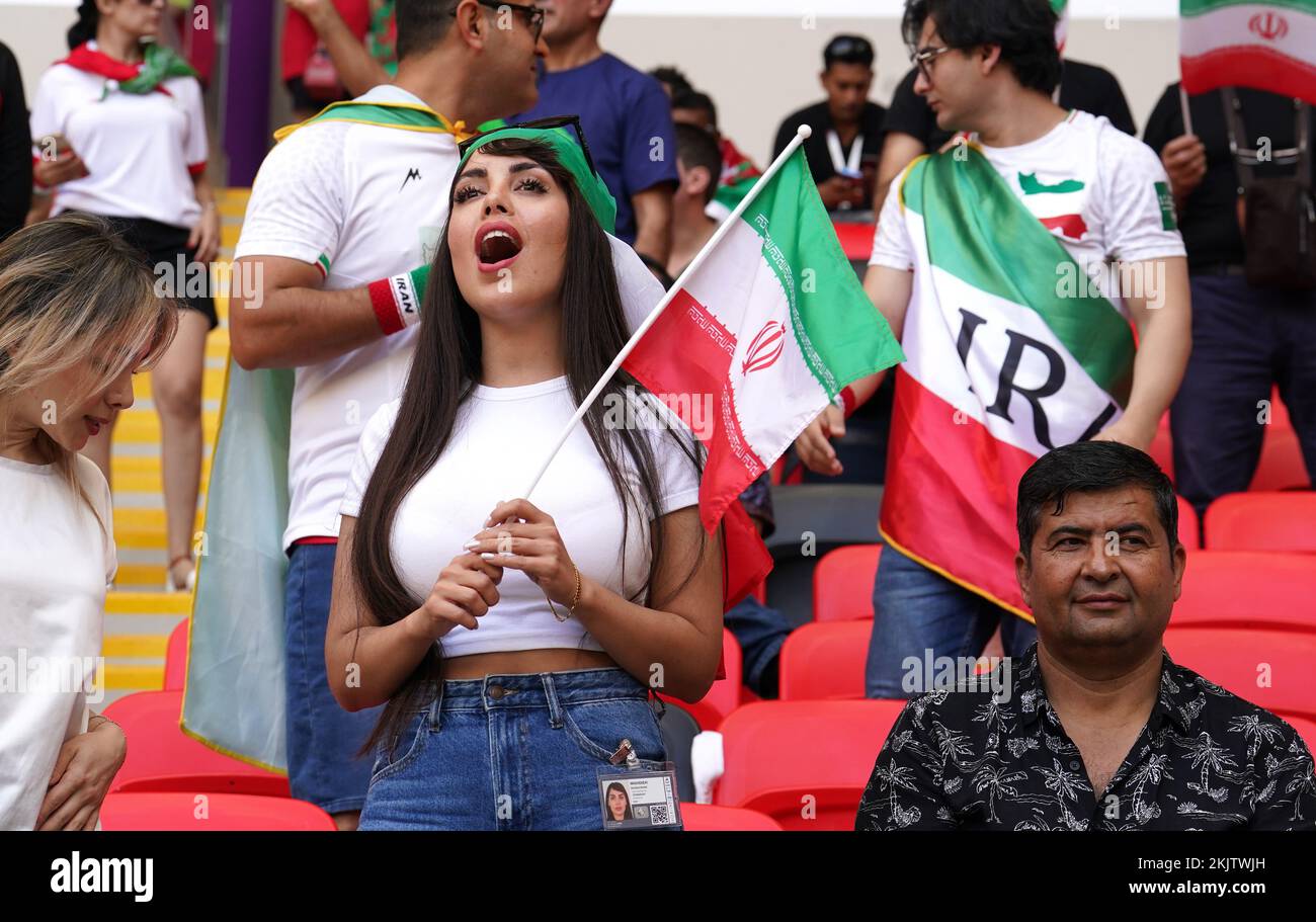 Iran fans in the stands prior to the FIFA World Cup Group B match at ...
