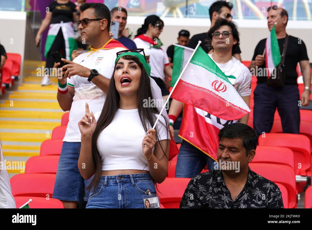Iran fans in the stands prior to the FIFA World Cup Group B match at ...