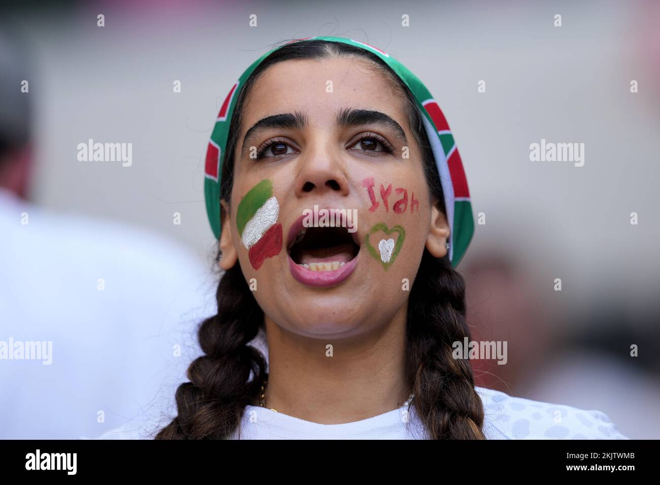 Iran fans in the stands prior to the FIFA World Cup Group B match at ...