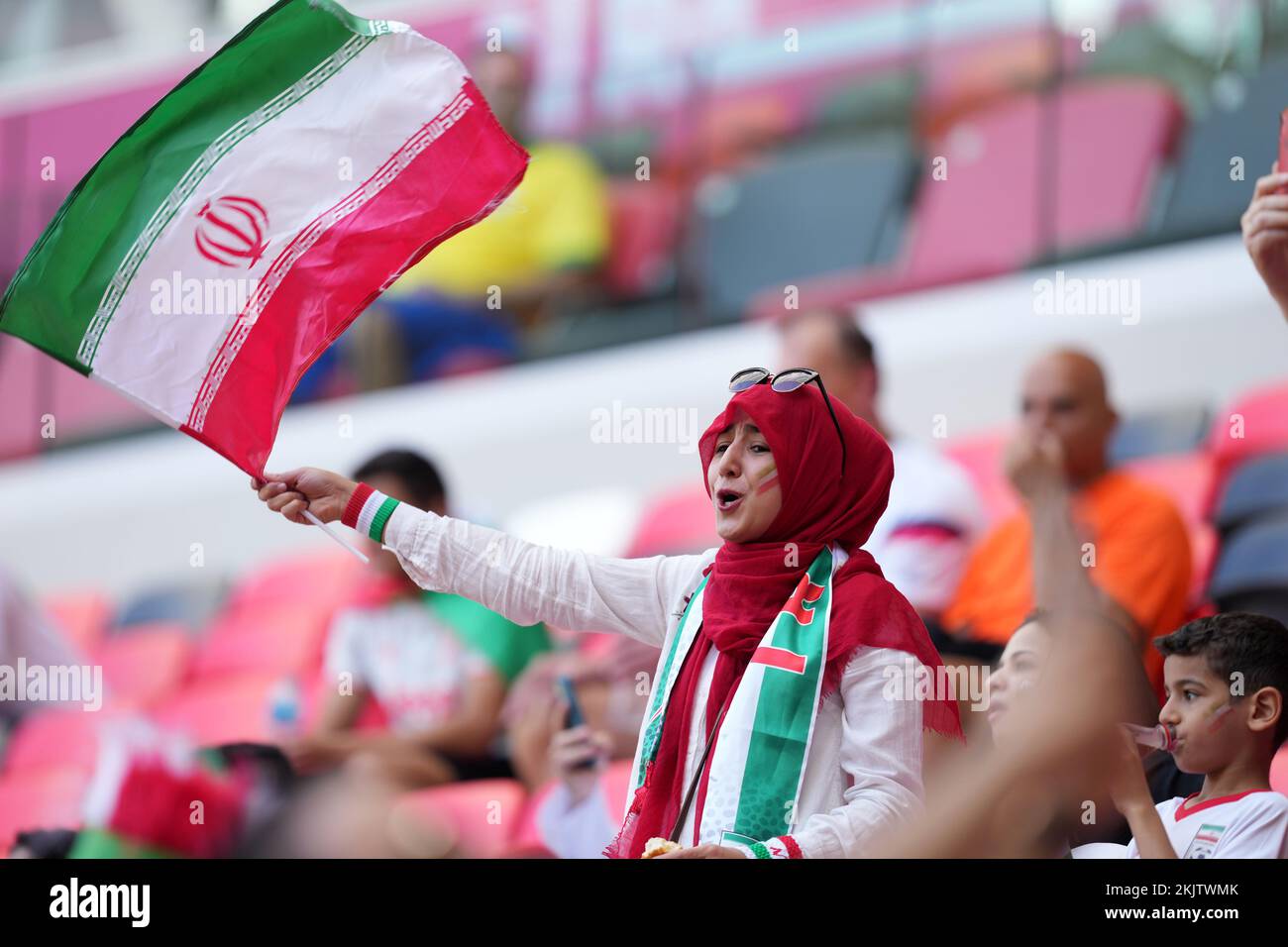 Iran fans in the stands prior to the FIFA World Cup Group B match at ...