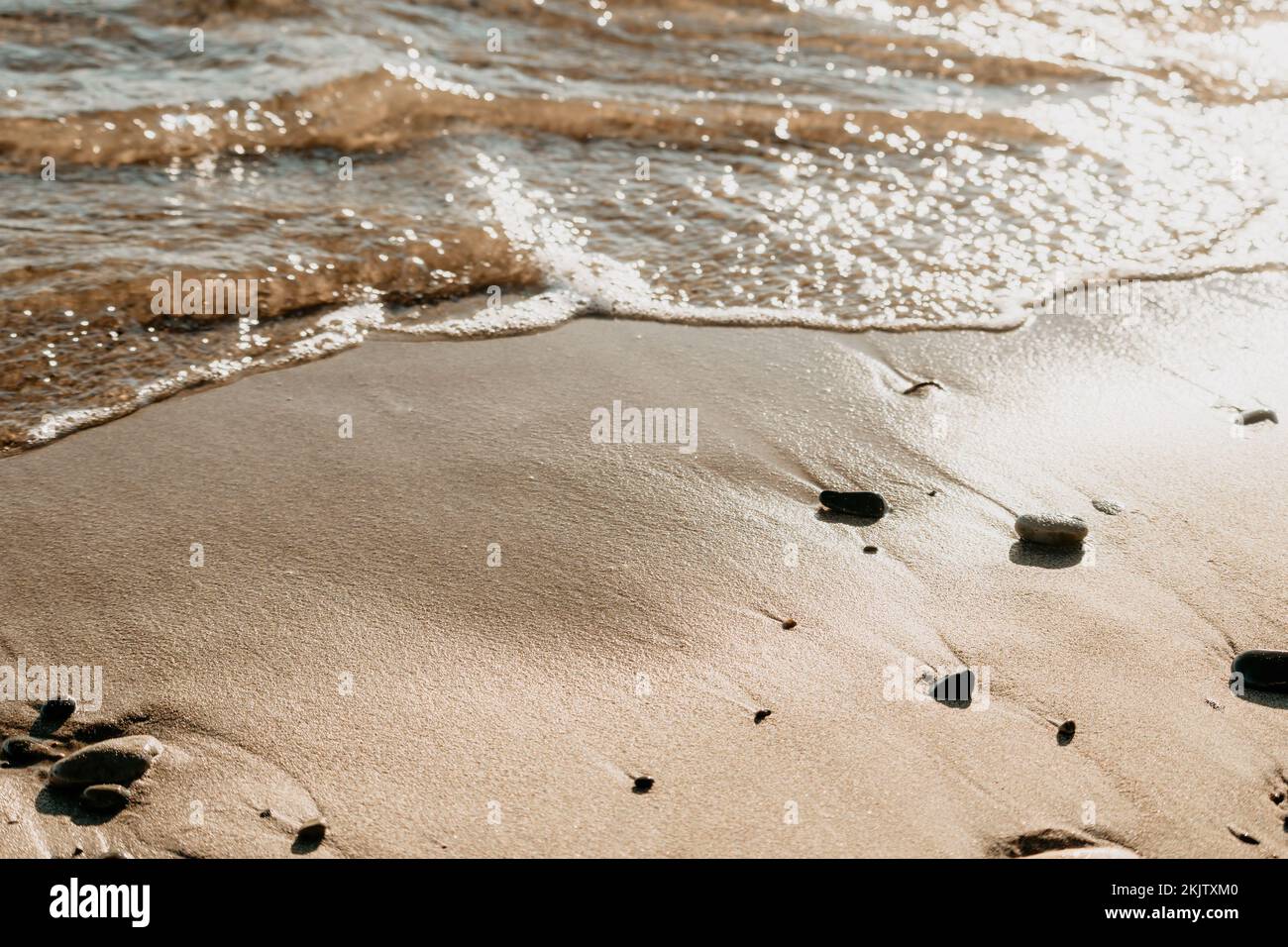 Abstract sea summer ocean sunset nature background. Small waves on ...