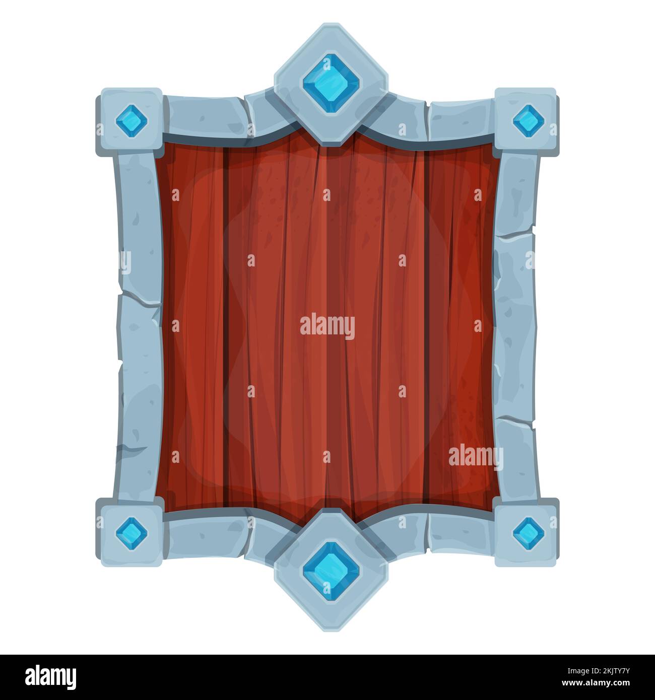 Stone and wooden shield Armour medieval in cartoon style isolated on ...