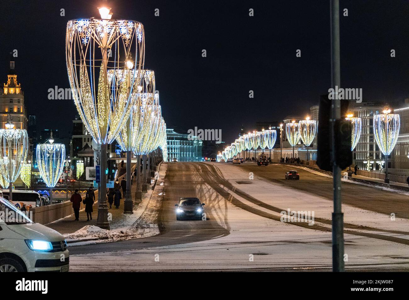 Moscow, Russia - January 7, 2022: New Year decorations and Christmas ...