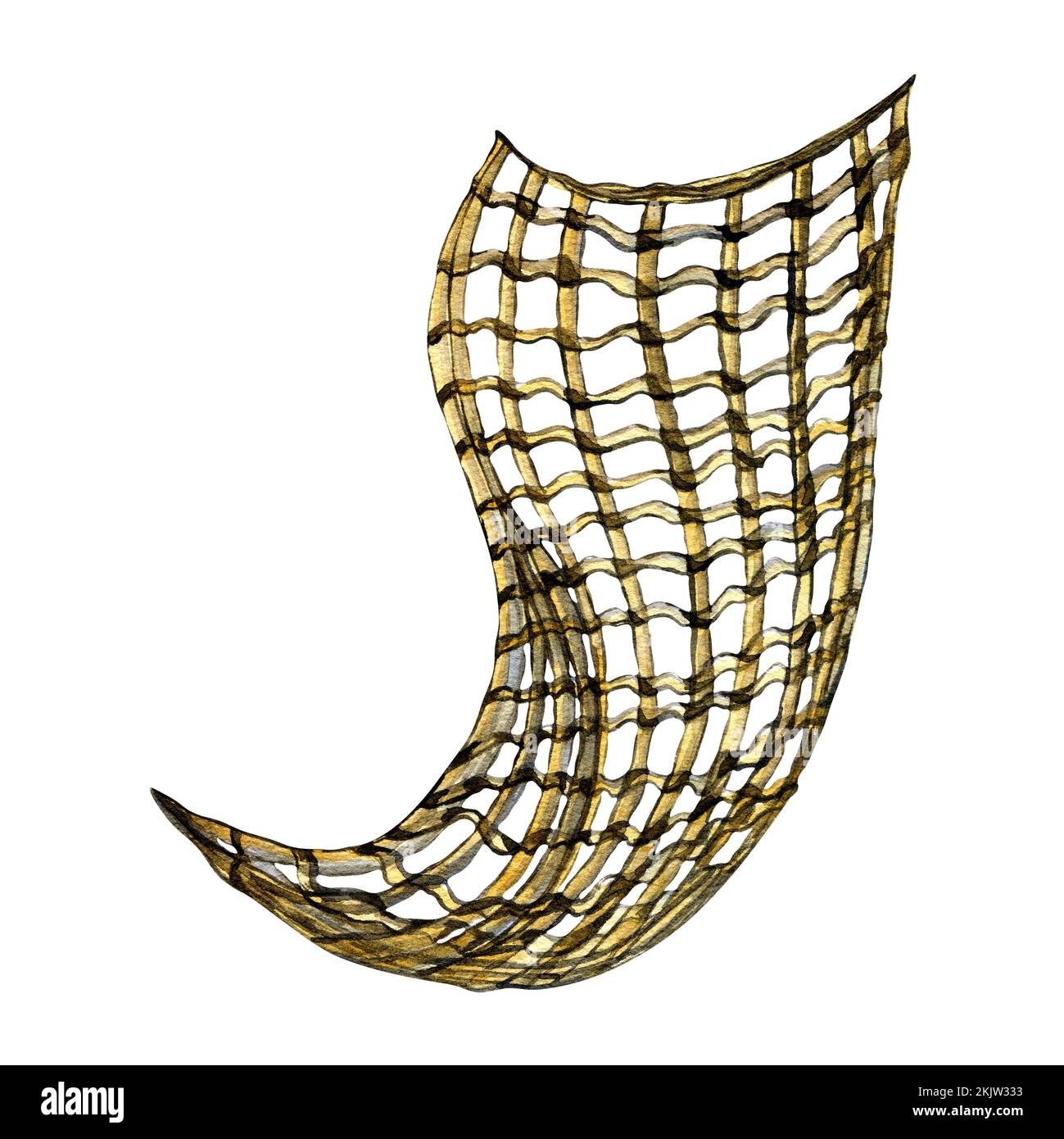 Fishing net watercolor illustration isolated on white background. Seine ...