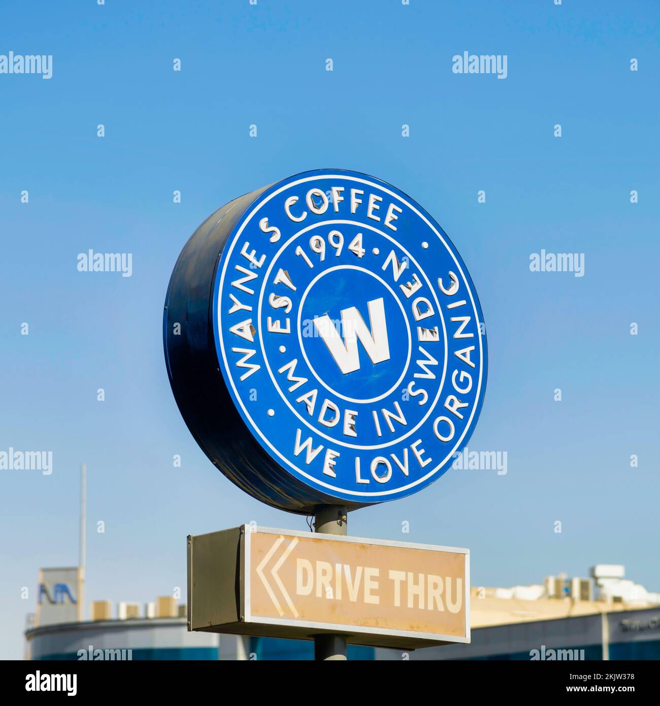 Wayne's Coffee sign Stock Photo - Alamy