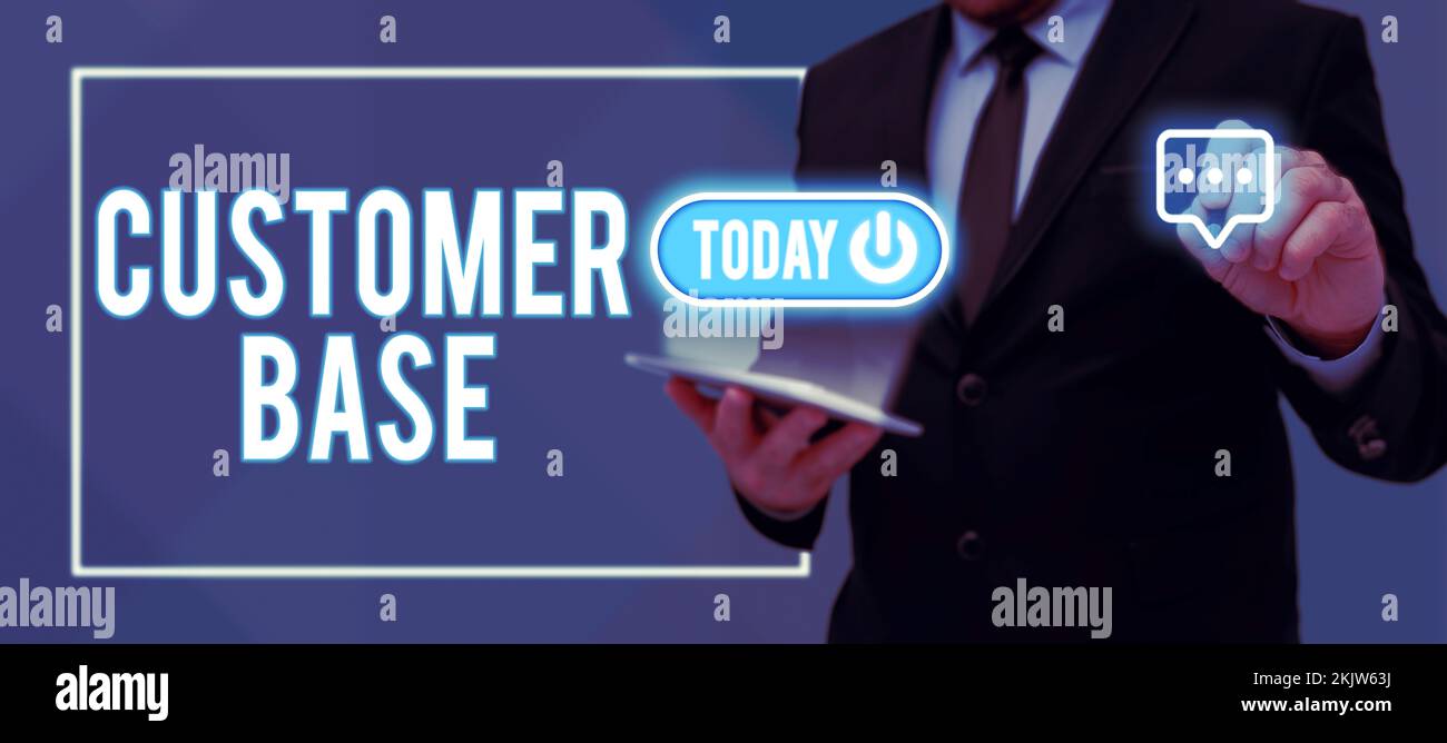 Sign displaying Customer Base. Business idea encourage customers to buy ... Sign displaying Customer Base. Business idea encourage customers to buy ...