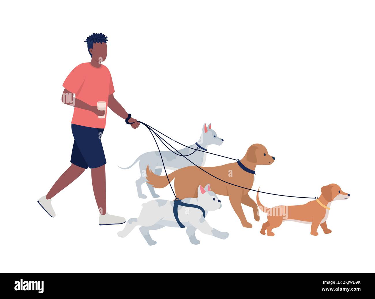 Dog walker job semi flat color vector character Stock Vector Image ...
