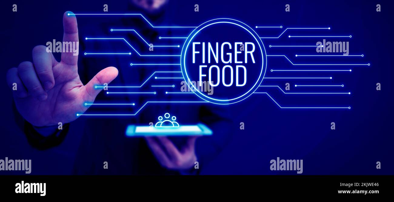 Text caption presenting Finger Food. Business idea products and ...