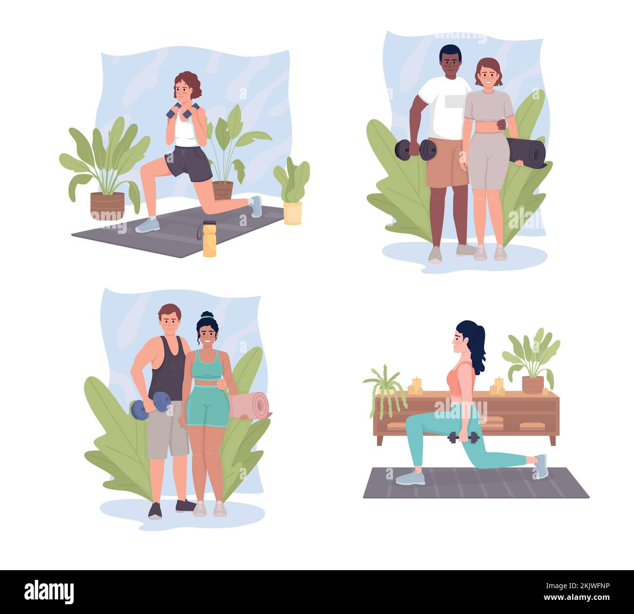 Healthy active lifestyle 2D vector isolated illustrations set Stock Vector Image & Art - Alamy
