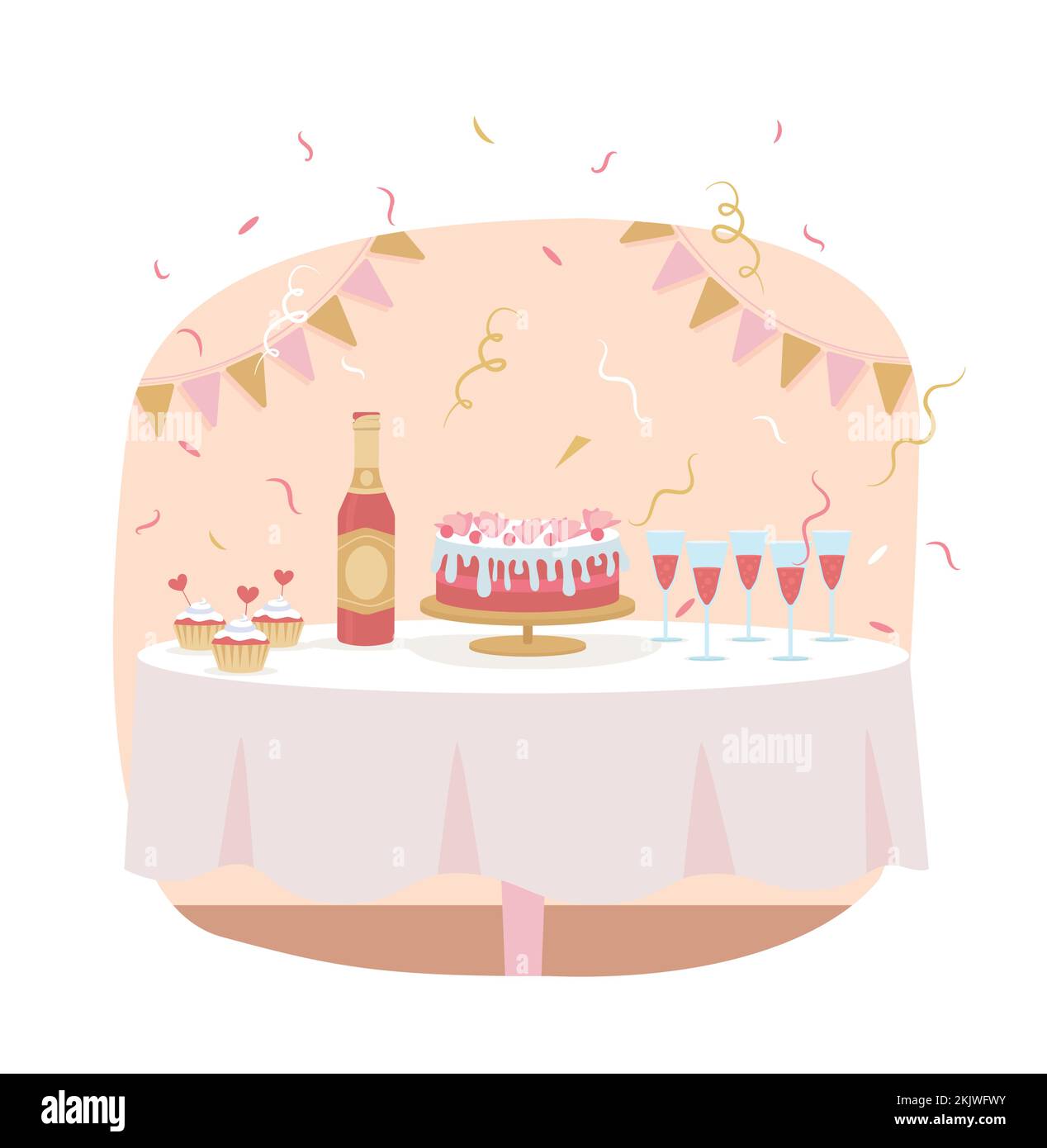 Bachelorette party decor 2D vector isolated illustration Stock Vector ...