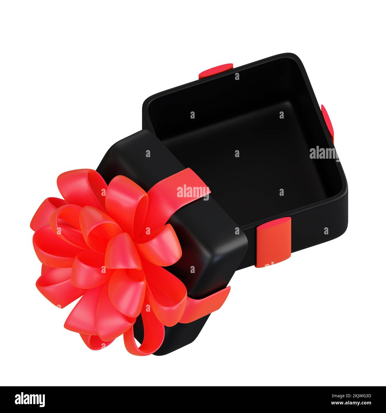 Realistic black gift box with red ribbon bow. Concept of abstract ...