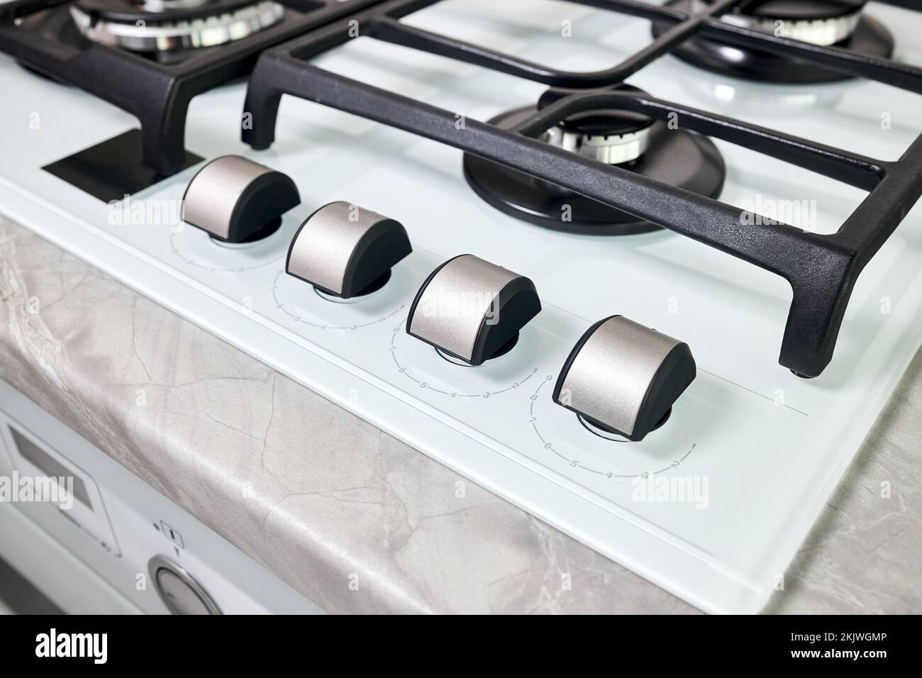 Hob cooker stove oven made of white glass grill stainless steel control ...