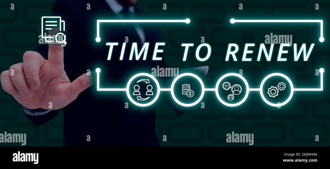 Inspiration showing sign Time To Renew. Business overview Continue the ...