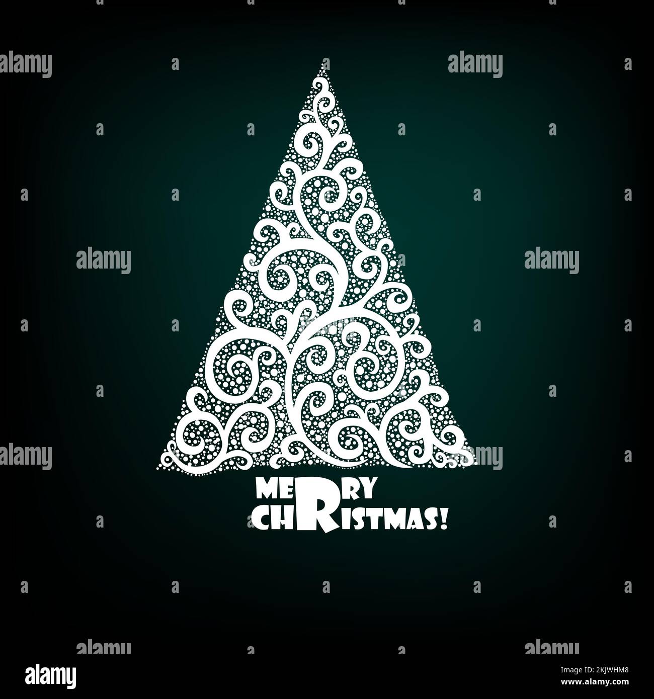 Christmas card. Christmas tree swirls. Vector illustration. Vector ...