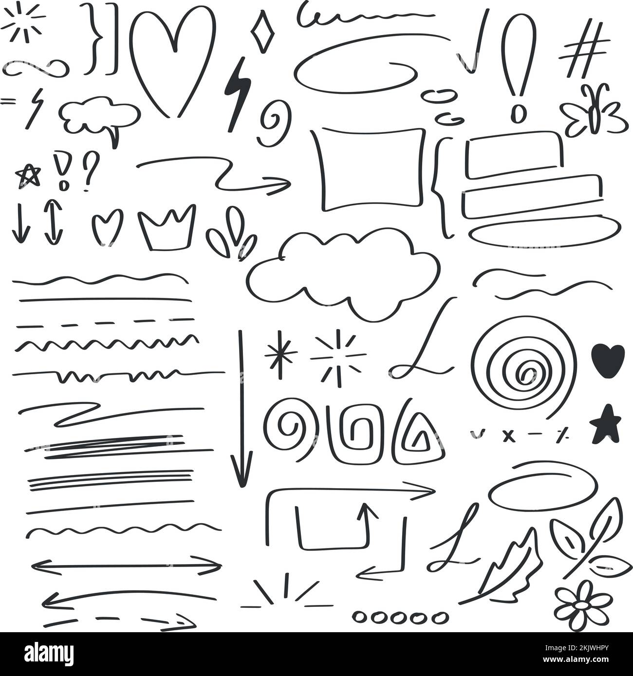 Hand drawn doodle style design elements set Stock Vector Image & Art ...