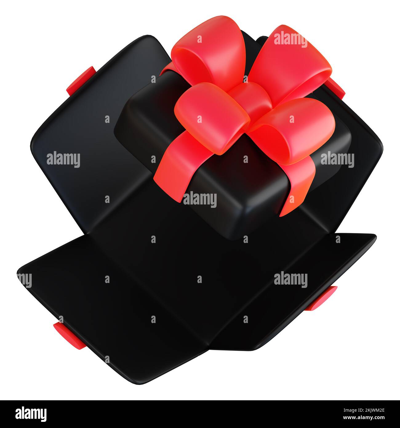 Realistic black gift box with red ribbon bow. Concept of abstract ...
