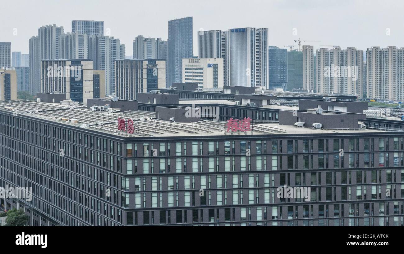 Aerial photos show the NetEase headquarters in Hangzhou City, east ...