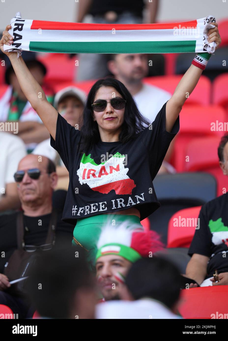 Iran fans show their support during the FIFA World Cup Group B match at ...