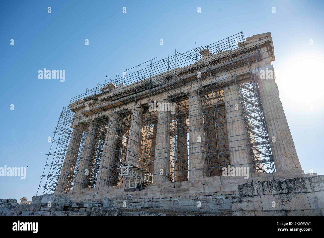 The Parthenon temple under construction in Acropolis of Athens, Greece Stock Photo - Alamy