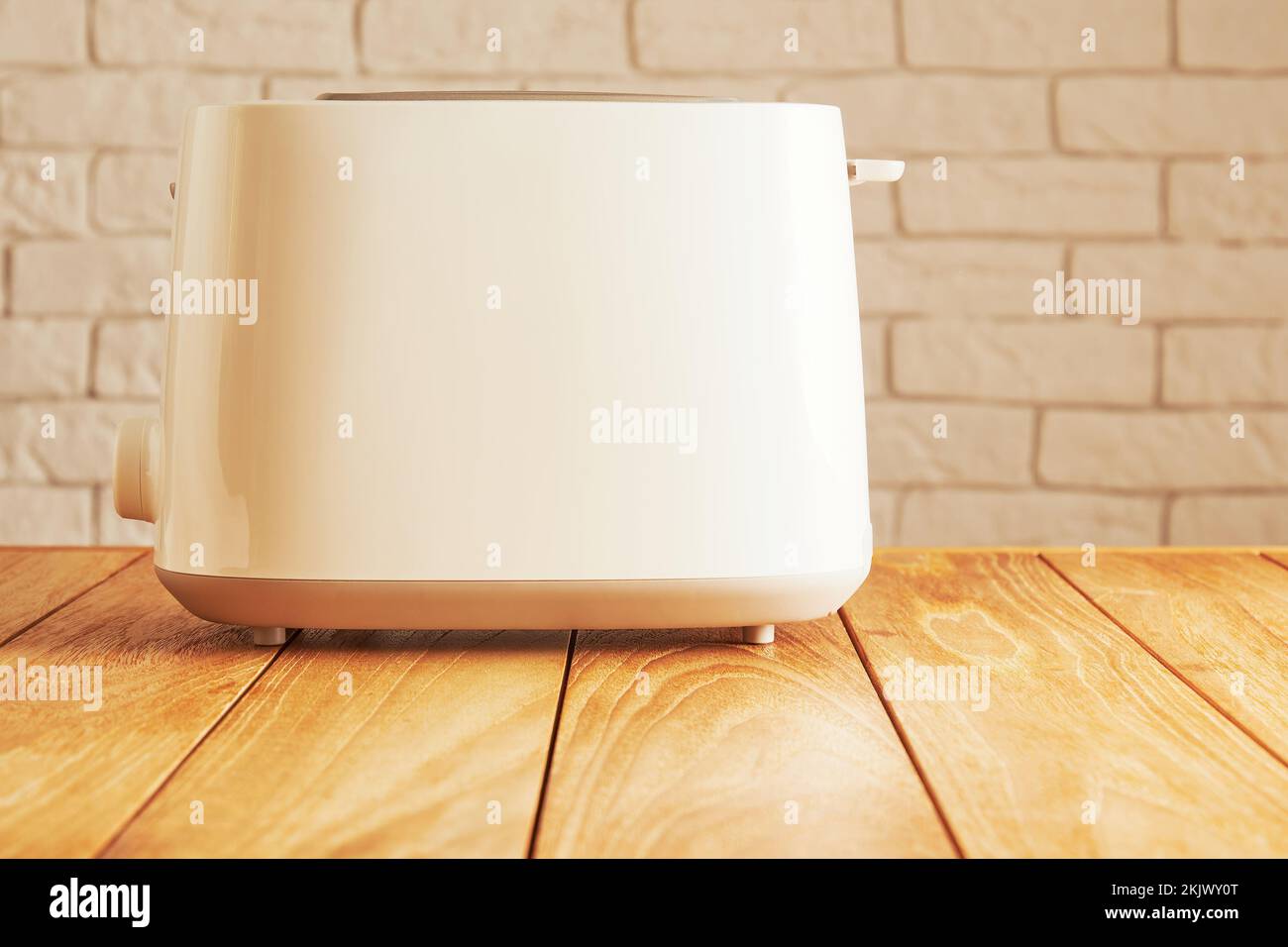 White new electric toaster on the modern kitchen. Cooking and homeware ...