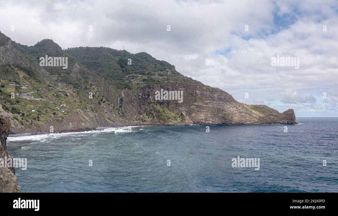 landscape with island northern steep shore on Atlantic ocean west of ...
