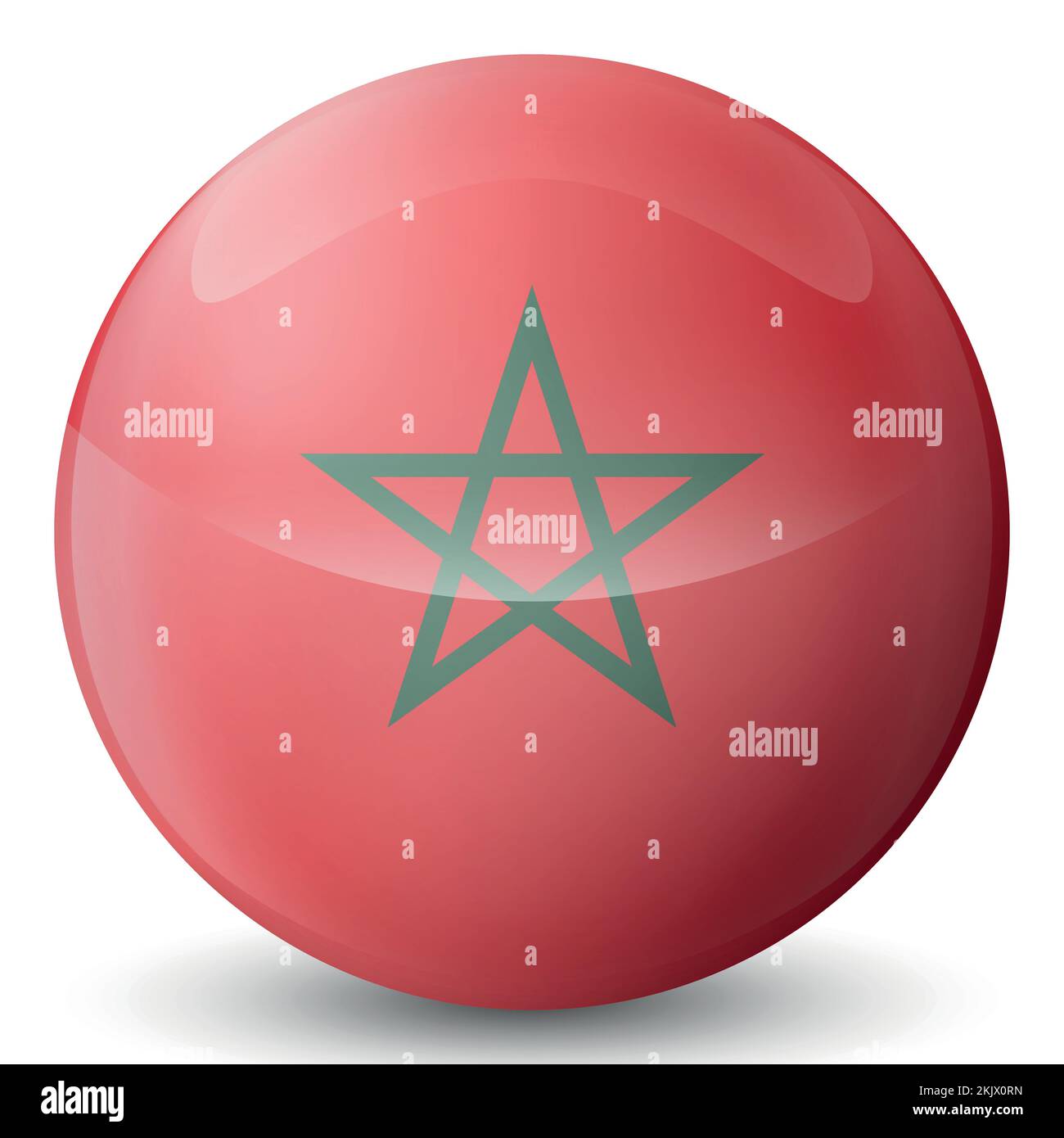 Glass light ball with flag of Morocco. Round sphere, template icon ...