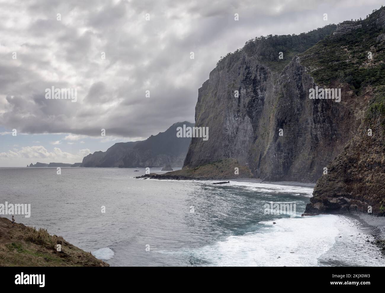 landscape with island northern steep shore on Atlantic ocean east of ...