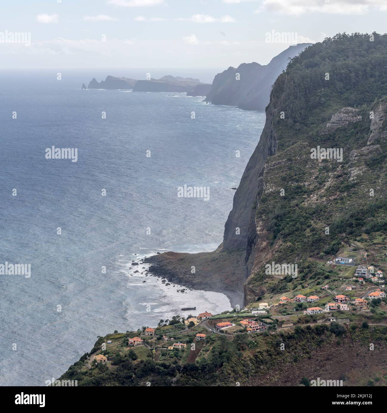 landscape with island northern steep shore on Atlantic ocean east of ...
