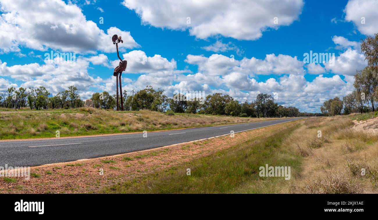 Stanley The Emu on the Castlereagh Highway near Lightning Ridge, New ...
