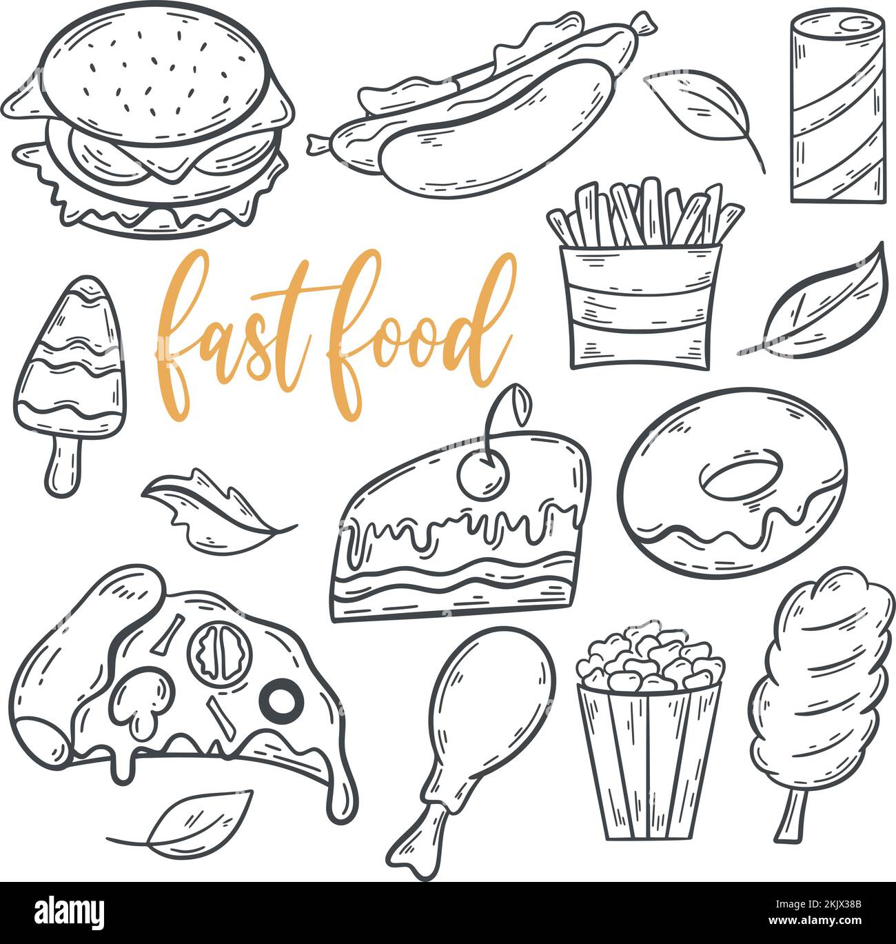 Fast food doodle set Stock Vector Image & Art - Alamy